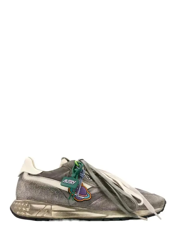 AUTRY Reelwind Super Vintage Sneakers In White And Black Suede And Nylon - Grey