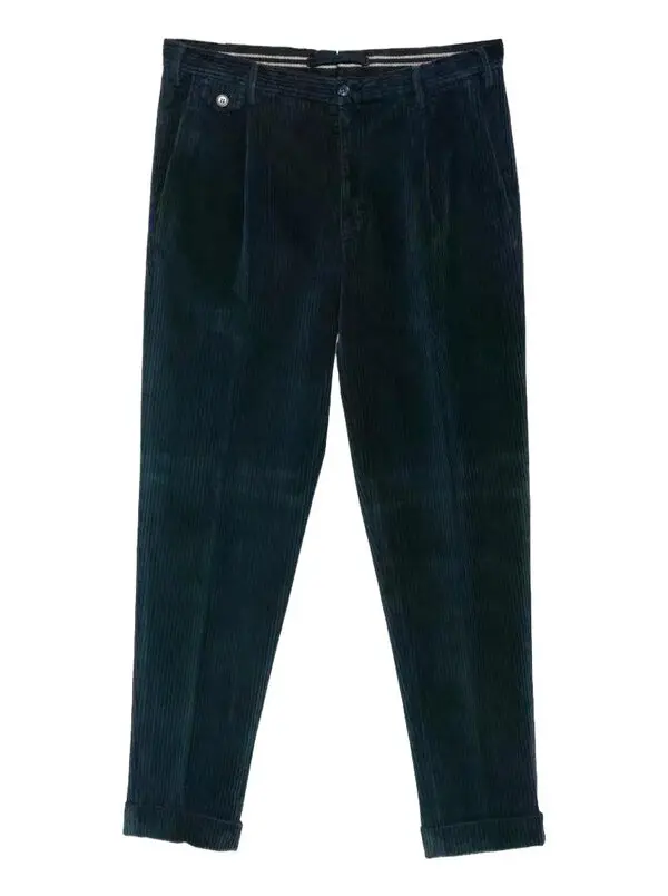 L.B.M. 1911 Corduroy-effect Pleated Trousers - Blue