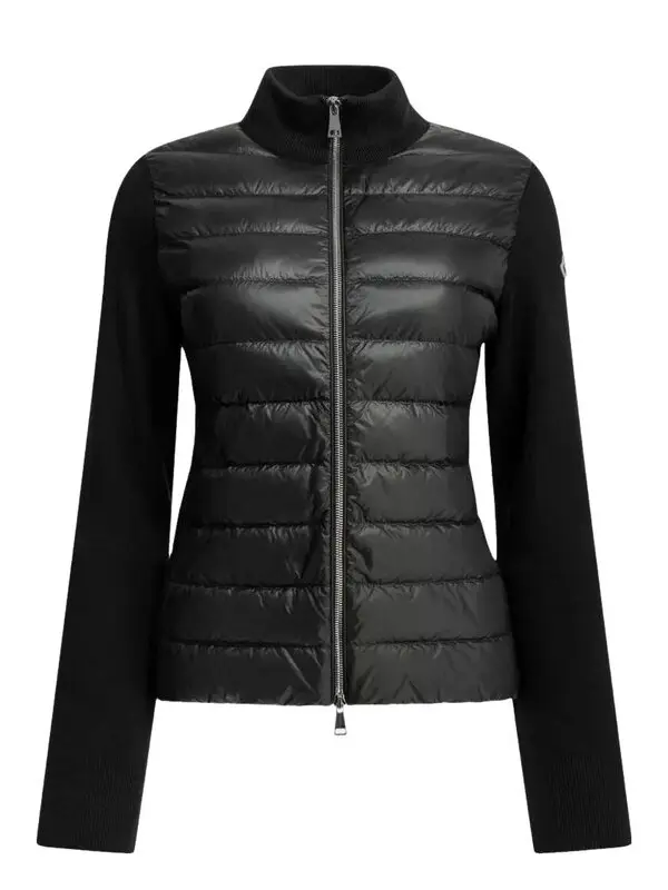 Moncler Quilted-panel Zip-up Jacket - Black