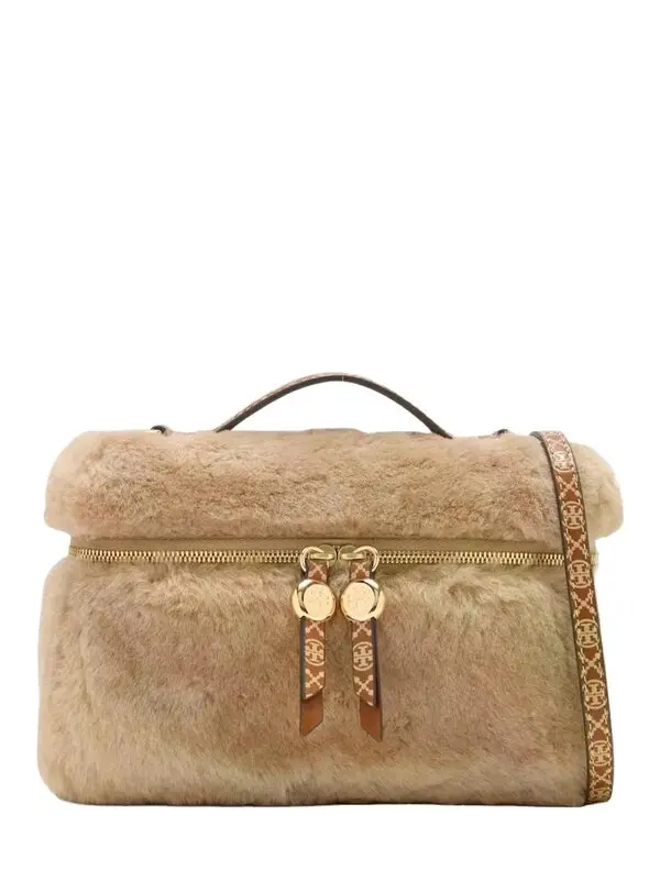 Tory Burch Romy Shearling Slim Top Handle Bag - Neutrals