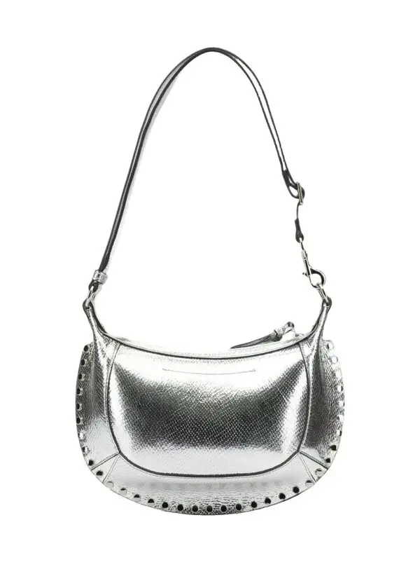 Isabel Marant Étoile Oskan Moon Snakeskin-effect Studded Shoulder Bag - Silver