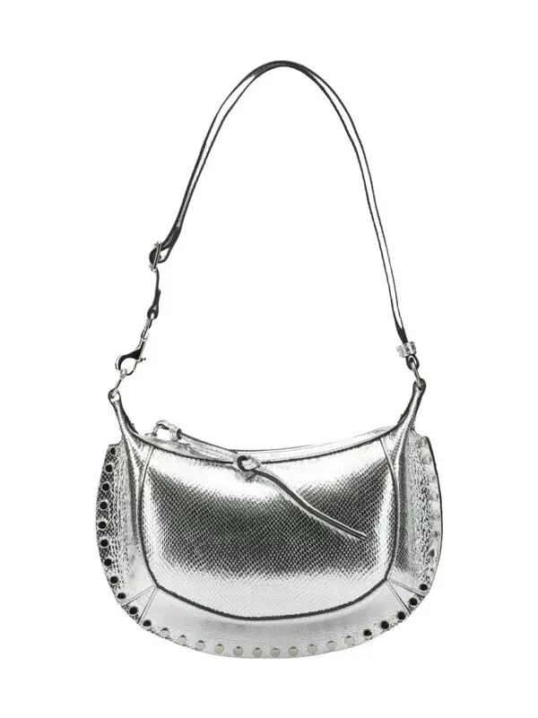 Isabel Marant Étoile Oskan Moon Snakeskin-effect Studded Shoulder Bag - Silver