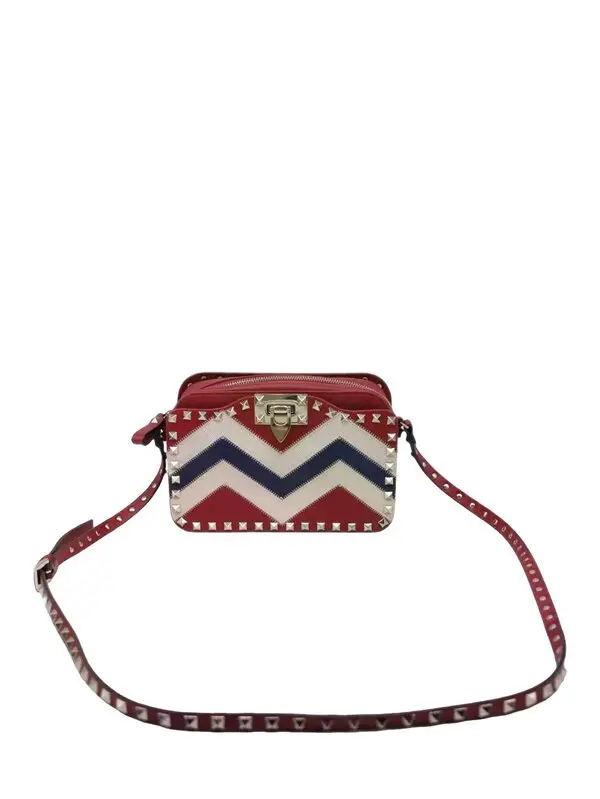 Valentino Garavani Rockstud Chevron Crossbody Bag - Red