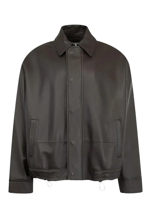 Loewe Leather Drawstring Jacket - Brown