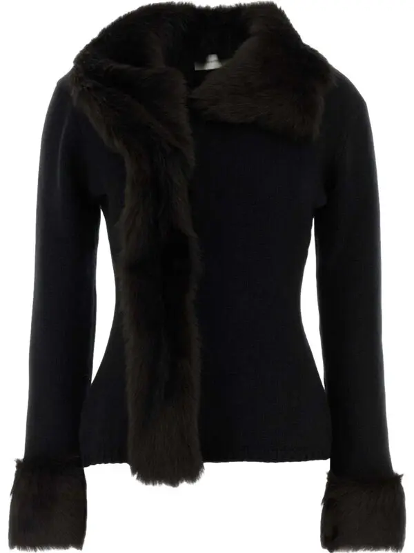 Magda Butrym Faux Fur Trim Cardigan - Black