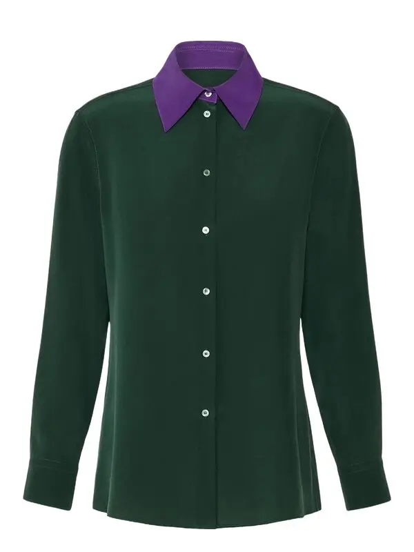 Max Mara Crepe De Chine Shirt - Dark Green