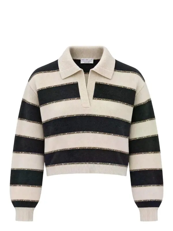 Brunello Cucinelli Sequin-embellished Striped Sweater - Neutrals