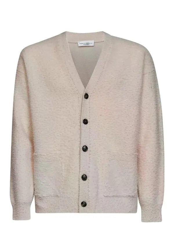 ROBERTO COLLINA Button-up Bouclé Cardigan - Neutrals