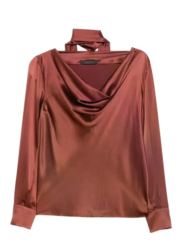 Max Mara Cowl-neck Silk Top - Red