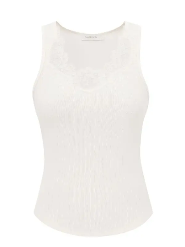 Zimmermann Lace Trim Tank - Cream