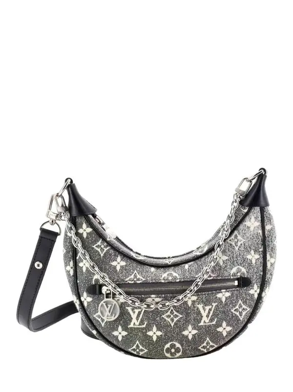 LOUIS VUITTON Loop Handbag Monogram Jacquard Denim Shoulder Bag - Black