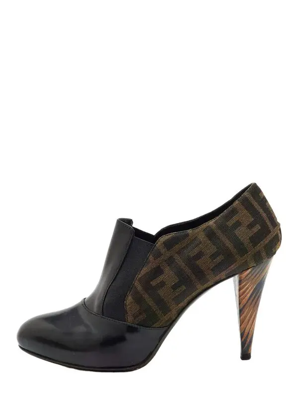 Fendi Zucca Canvas Ankle Boots - Black