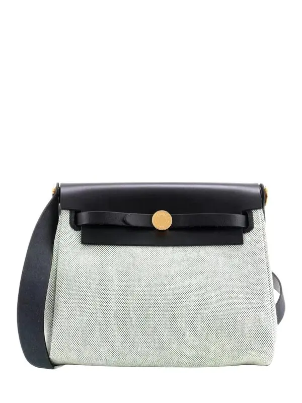 Hermès Herbag Zip Toile And Leather 20 Shoulder Bag - Black