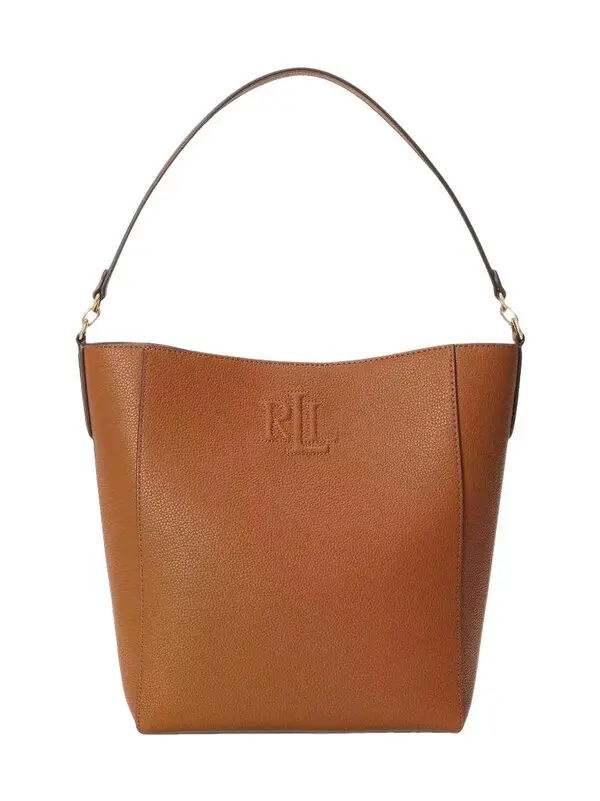 Ralph Lauren Logo-embroidered Pebbled Leather Bucket Bag - Brown