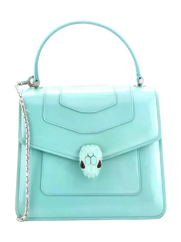 BVLGARI Serpenti Forever Top Handle Bag Patent Small Satchel - Green