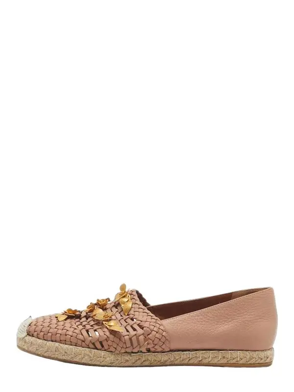 Valentino Garavani Woven Flower-embellished Espadrille Flats - Neutrals