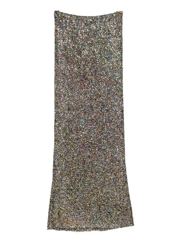 Alberta Ferretti Sequin-embellished Knitted Skirt - Silver