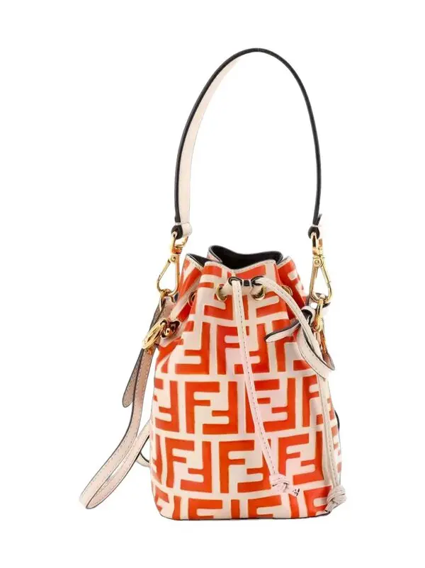 Fendi Mon Tresor Zucca Embossed Leather Mini Bucket Bag - Neutrals