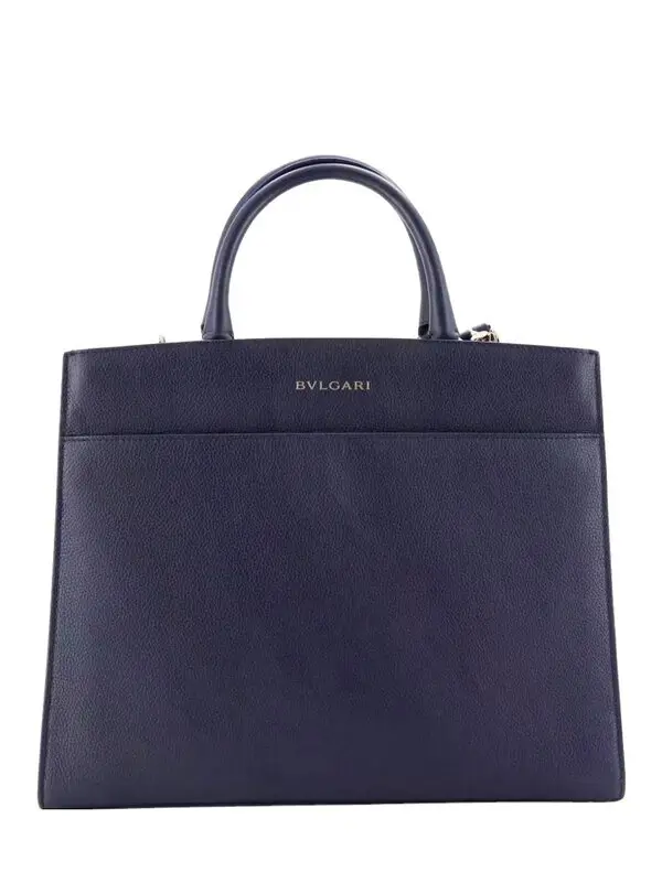 BVLGARI Embellished Logo Tote Bag Leather Medium Crossbody Bag - Blue
