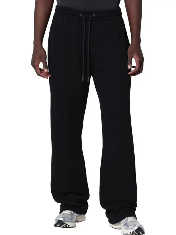 Off-White Cotton Jogging Trousers With Iconic Diagonal Stripes - Black