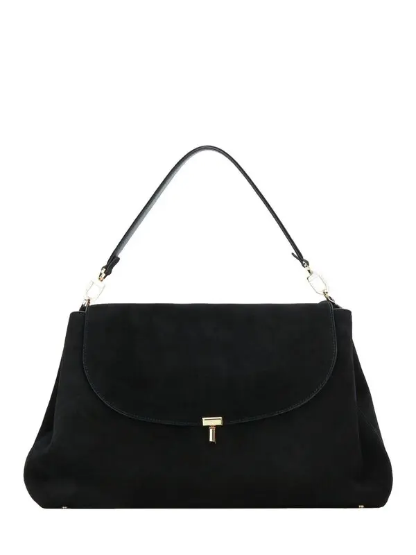 TOTEME T-lock Leather Shoulder Bag With Detachable Handle - Black