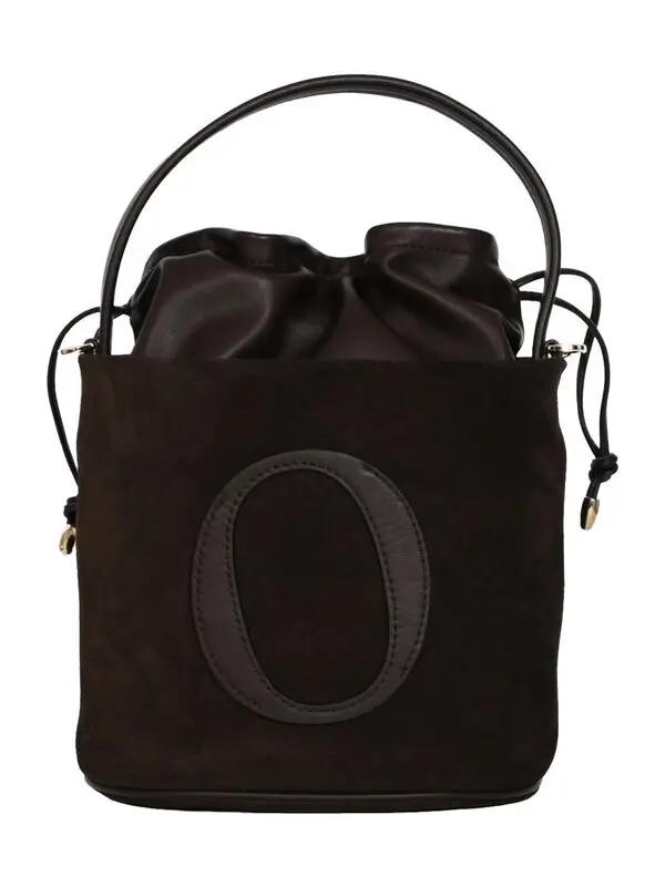 Orciani Her-o Mini Bucket Bag In Suede And Smooth Calfskin - Dark