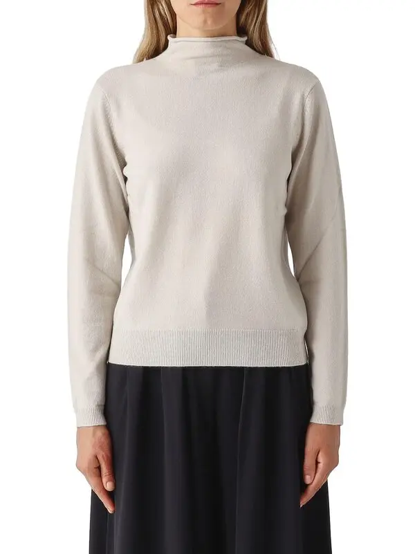 Max Mara Wool And Cashmere Roll Neck Jumper With Dropped Shoulders - Mastic