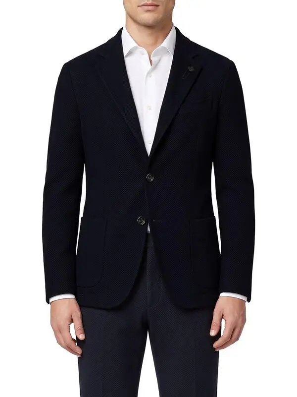 LARDINI Single-breasted Wool Blazer With Patch Pockets - Blue