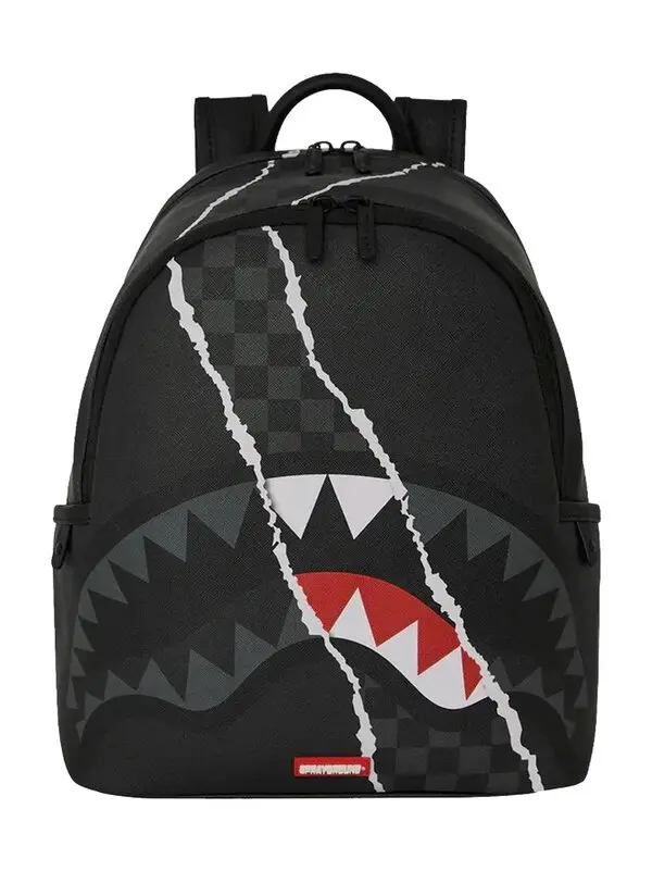 SPRAYGROUND Center Rip Revealing Check Print Pvc Backpack With Adjustable Shoulder Straps - Black