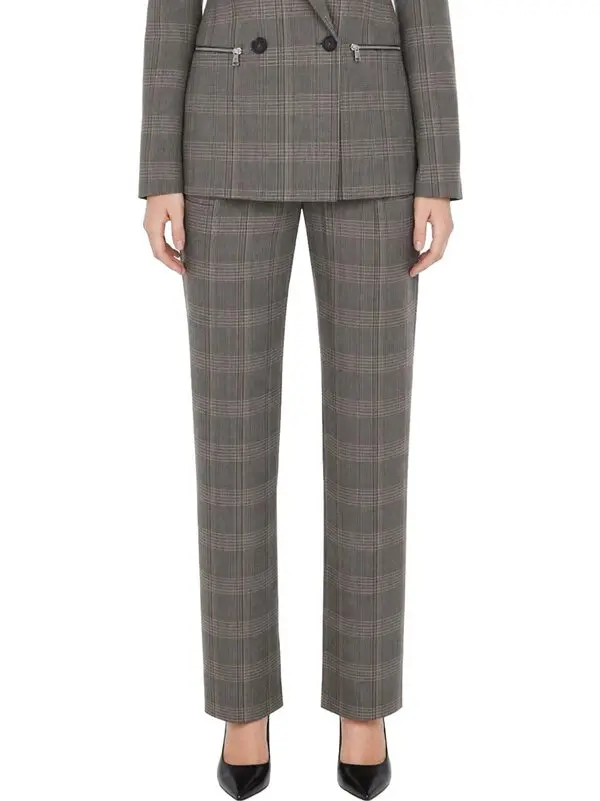 Patrizia Pepe Prince Of Wales Slim Fit Chino Trousers - Brown