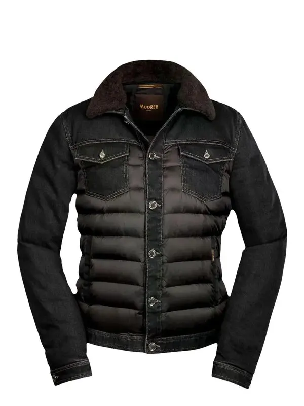 MOORER Padded Denim Jacket - Black