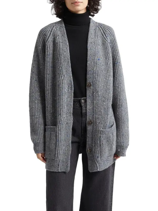Johnstons Of Elgin Norah Cashmere Donegal Rib Cardigan - Cairngorm Donegal