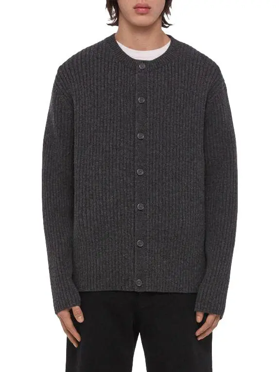 Helmut Lang Ribbed Wool Cardigan - Graphite