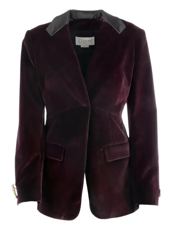 GENNY Velvet Pleated-back Blazer - Red