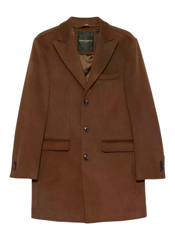 SERGIO MORETTI FIRENZE Single-breasted Notched-lapel Coat - Brown