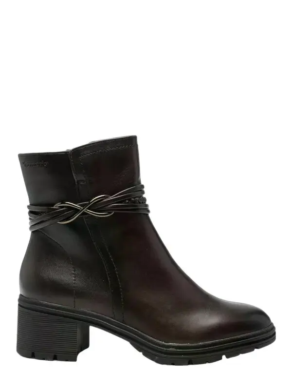 TAMARIS Braided-strap Ankle Boots - Brown