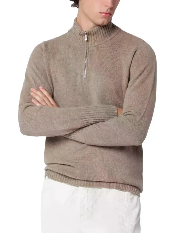 DRUMOHR Zip-fastening Ribbed-trim Jumper - Neutrals