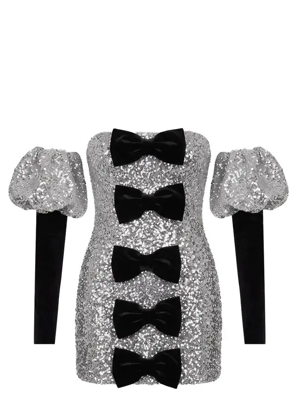 NUR KARAATA Clarisse Dress - Silver