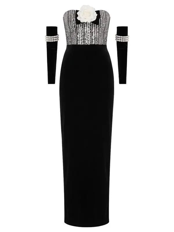 NUR KARAATA Isadora Dress - Black/silver