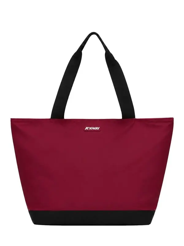 K-WAY Clere Shoulder Tote Bag In Waterproof Ripstop Nylon With Double Handle - Red
