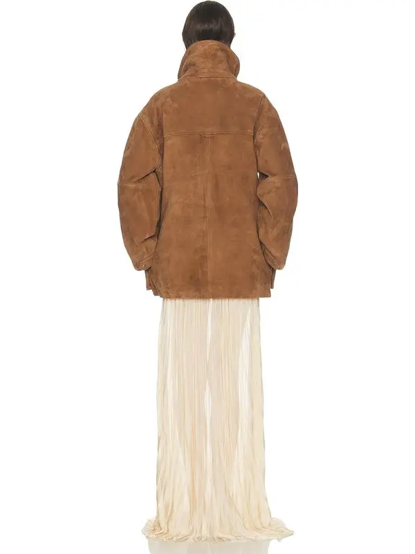 HELSA Suede Oversized Utility Jacket - Malt