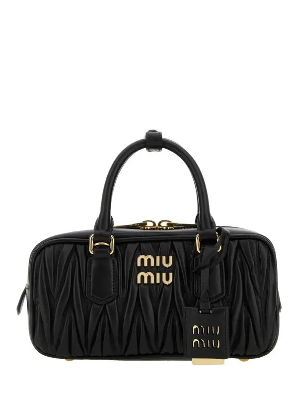 Miu Miu Leather Arcadie Handbag - Black
