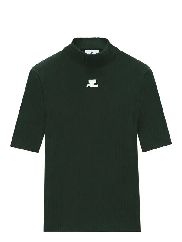COURREGES Courrèges Reedition Short-sleeved Ribbed Jumper - Black