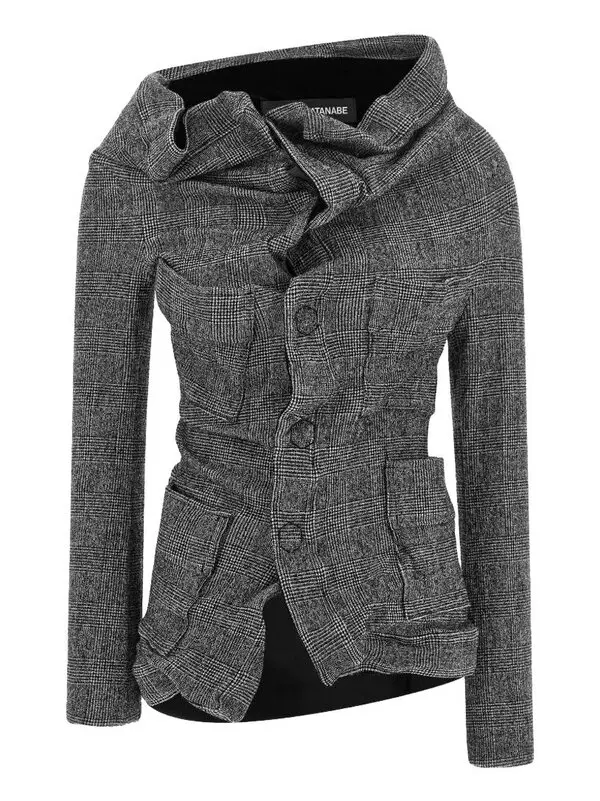 Junya Watanabe Asymmetrical Prince Of Wales Blazer - Grey