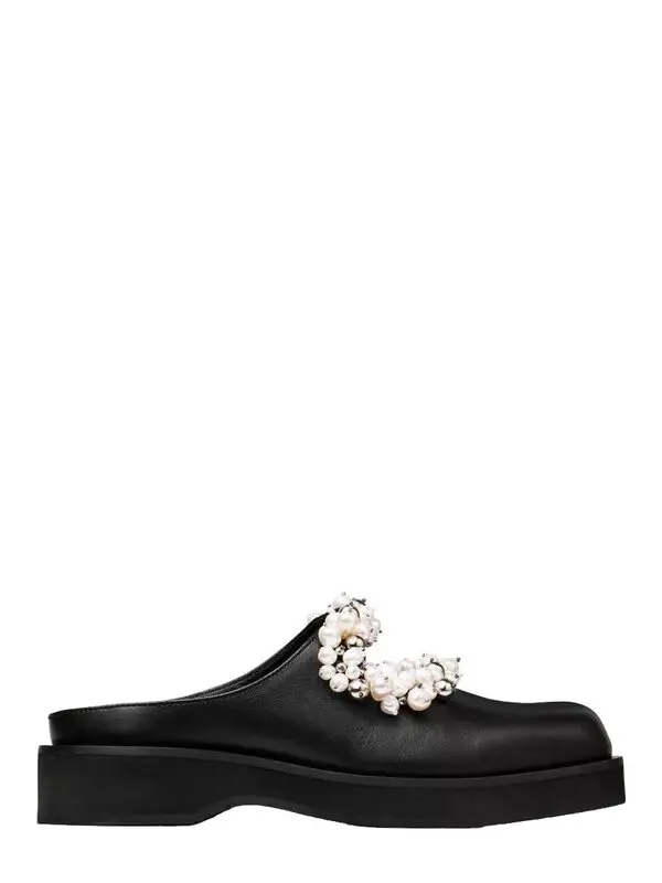 JIMMY CHOO Ingrid Faux-pearl Embellished Mules - Black