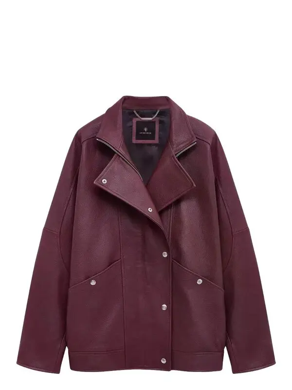 ANINE BING Sandy Jacket Burgundy Leather - Red