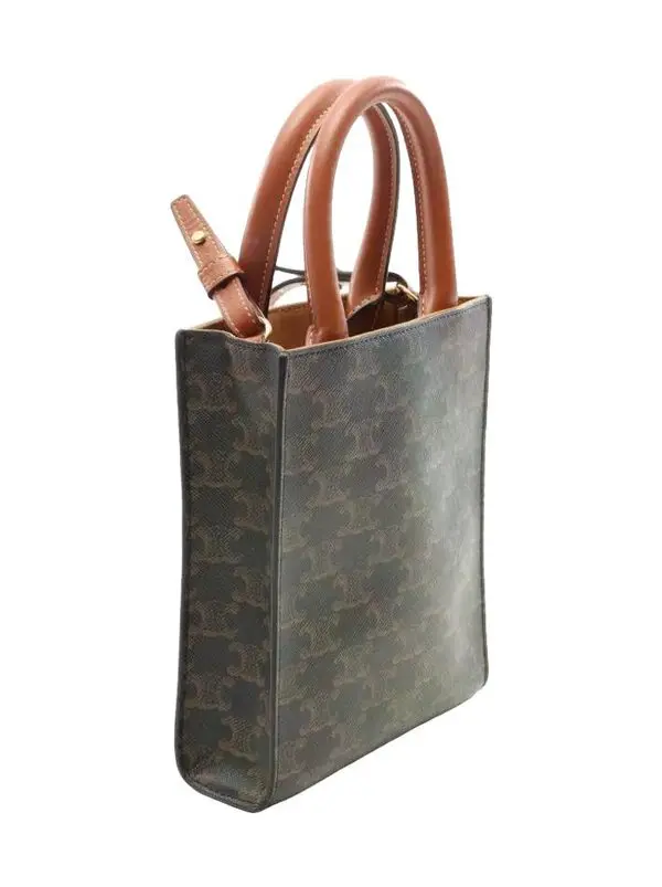 Celine 2000-2026 Mini Triomphe Coated Canvas Vertical Cabas Satchel - Brown