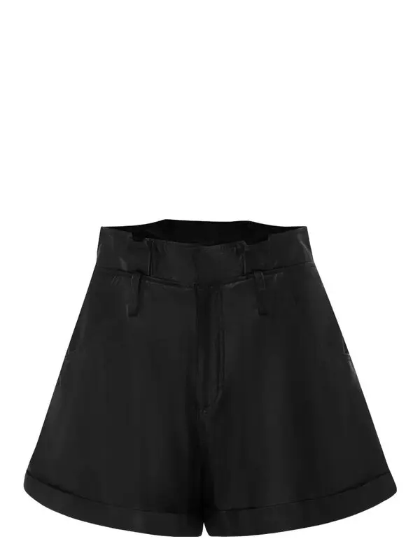 WEST 14TH Sullivan Paperbag Leather Shorts - Black