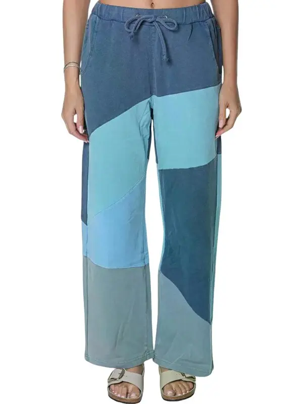 ONETEASPOON Patchwork Wide-leg Track Pants - Blue