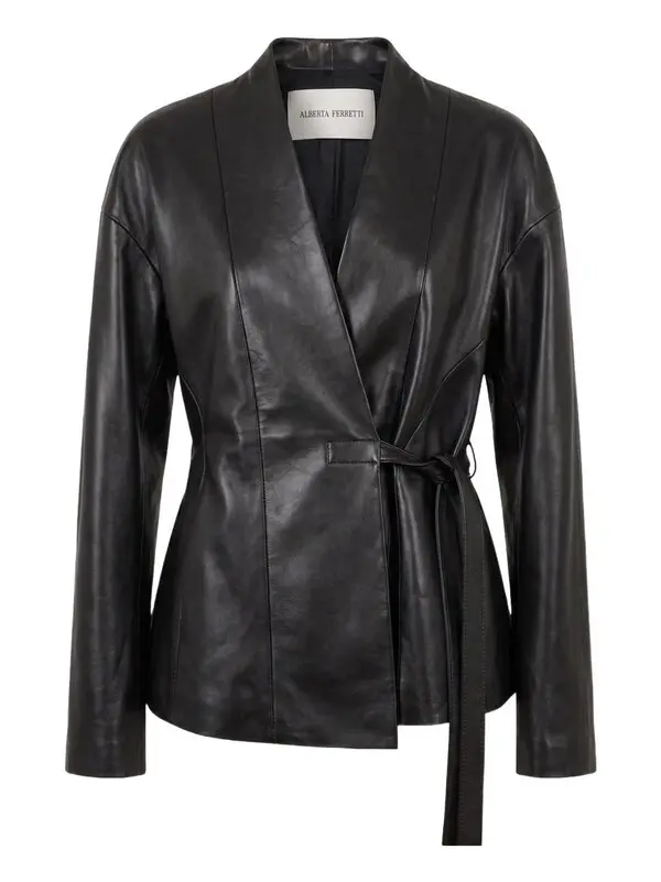 Alberta Ferretti Long-sleeve Leather Jacket - Black